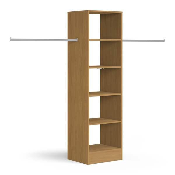 Wardrobe Interior Tower unit 600mm with 5 shelves and 1 hanger bar